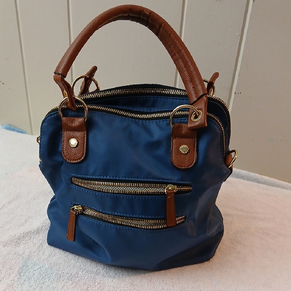 Steve Madden | Bags | Steve Madden Blue And Brown Backpack With Leather ...